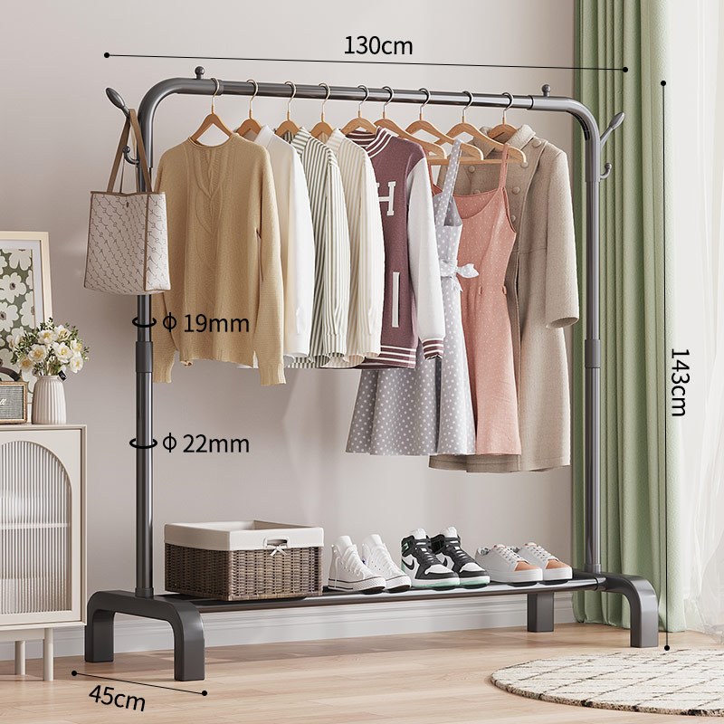 Single Double Rod Cloth Rack Strong Steel Clothing Hanger Rack Ampaian ...