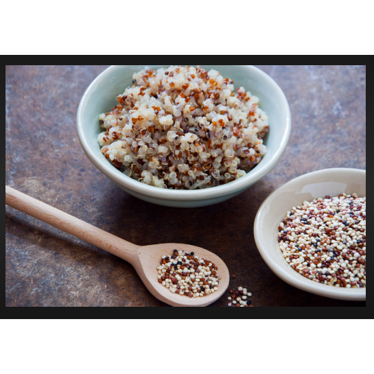white black red quinoa seed grains (Chenopodium Quinoa tricolor) Tri ...