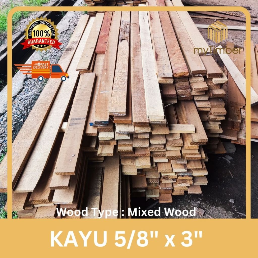 5/8" x 3" [5 & 6FT] Mixed Wood / Kayu DIY Katil / Solid Wood Timber ...