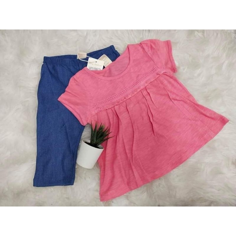Tiny Button Blose T shirt Set Jalan Playset Baby Girl Size 2-3y ...
