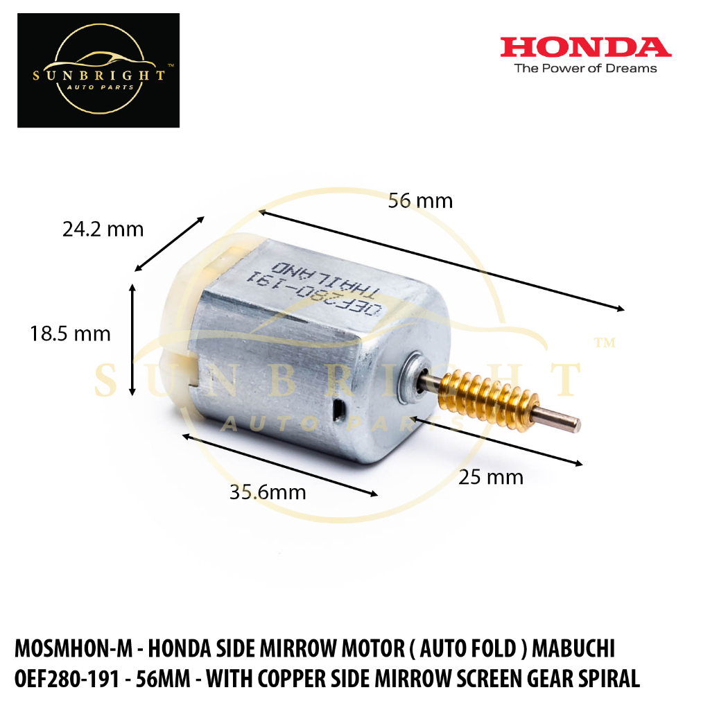HONDA SIDE MIRROW MOTOR ( AUTO FOLD ) MABUCHI OEF280-191 - 56MM - WITH ...