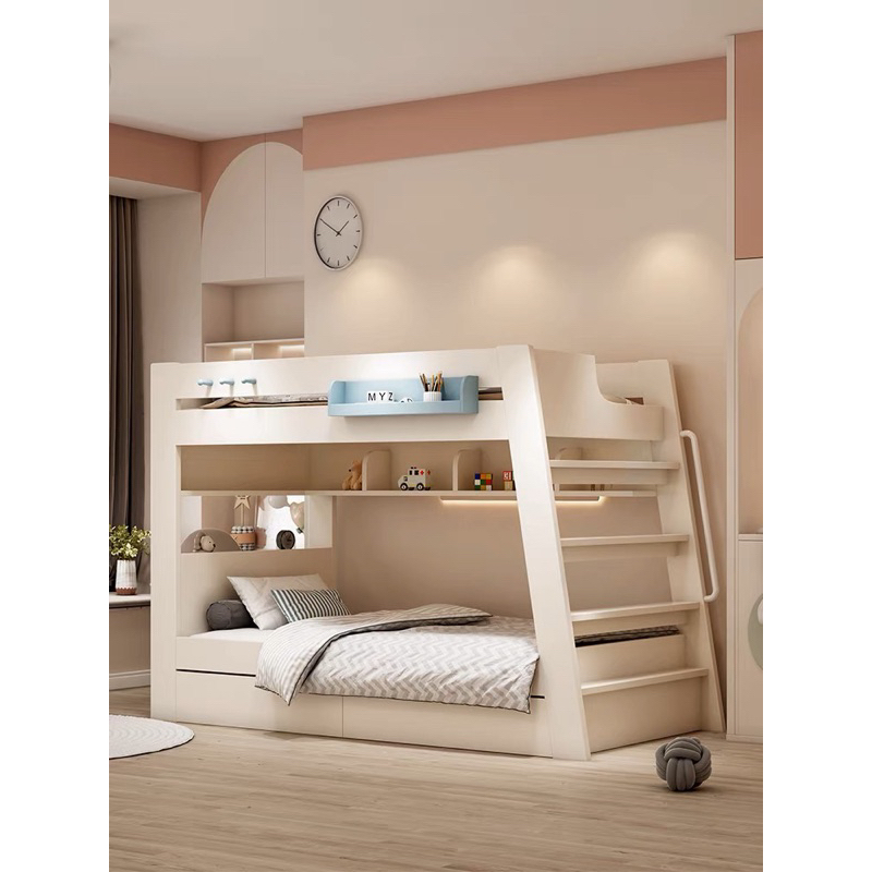 HDF Wood Double Decker Bunk Bed Kids Adult Queen Bunk Bed With Drawer ...