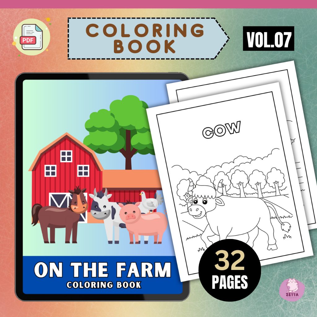 On The Farm Coloring Book Printable Coloring Book for Kids Stress ...