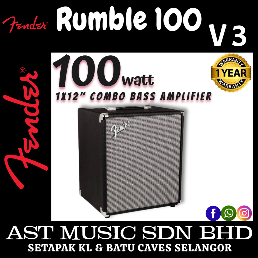 Fender Rumble 100 V3 100 Watt Combo Bass Amplifier | Shopee Malaysia