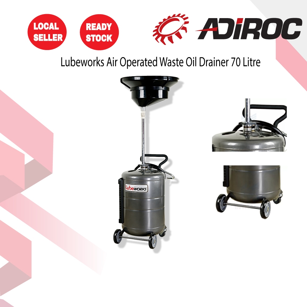 LUBEWORKS AIR OPERATED WASTE OIL DRAINER 70 LITRE FOR WORKSHOP ...