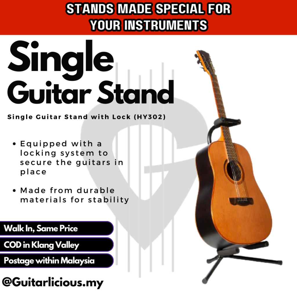 Single Guitar Stand with Lock - (HY302) Guitar Neck Stand Portable ...