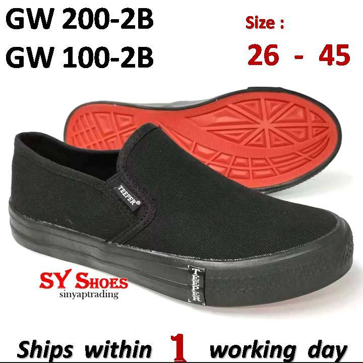 (SY Shoes)"TEEPER" Slip-On Black School Shoes(GW 200-2B)(GW 100-2B ...
