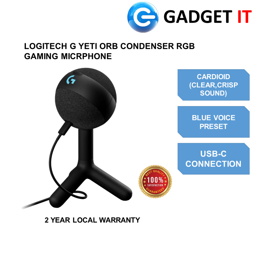 LOGITECH G YETI ORB CONDENSER RGB GAMING MICROPHONE WITH LIGHTSYNC,USB ...