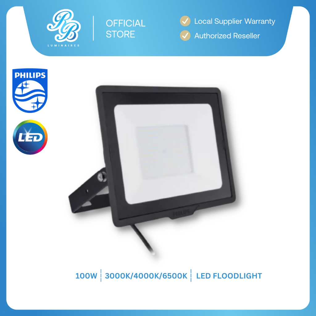 PHILIPS ESSENTIAL SMARTBRIGHT FLOODLIGHT BVP150 LED90 220-240V 100W SWB [3000K/4000K/6500K ...