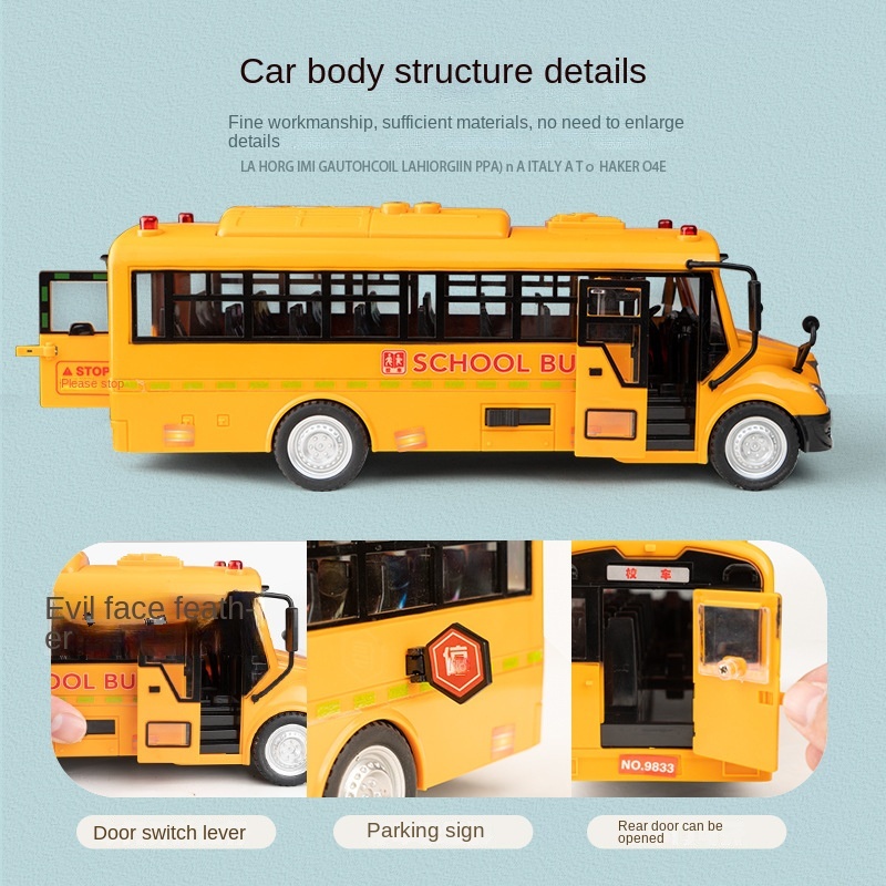 School bus large boy children school bus toy simulation car model car ...
