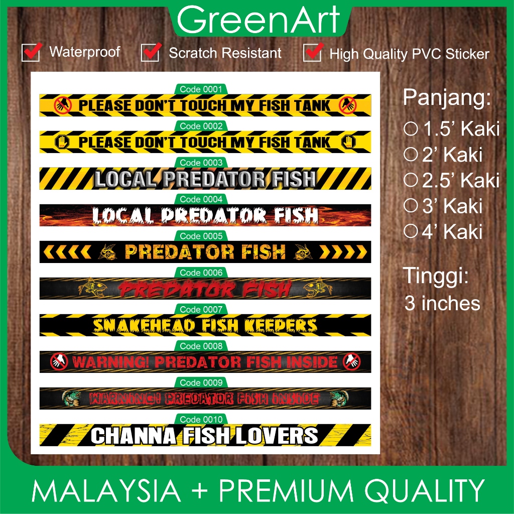5kaki Premium Aquarium sticker Predator Fish Channa fish / Do Not Touch ...
