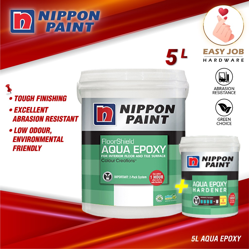 🔥 Nippon Aqua Epoxy Paint 5L Heavy Duty Epoxy Paint epoxy lantai Epoxy ...