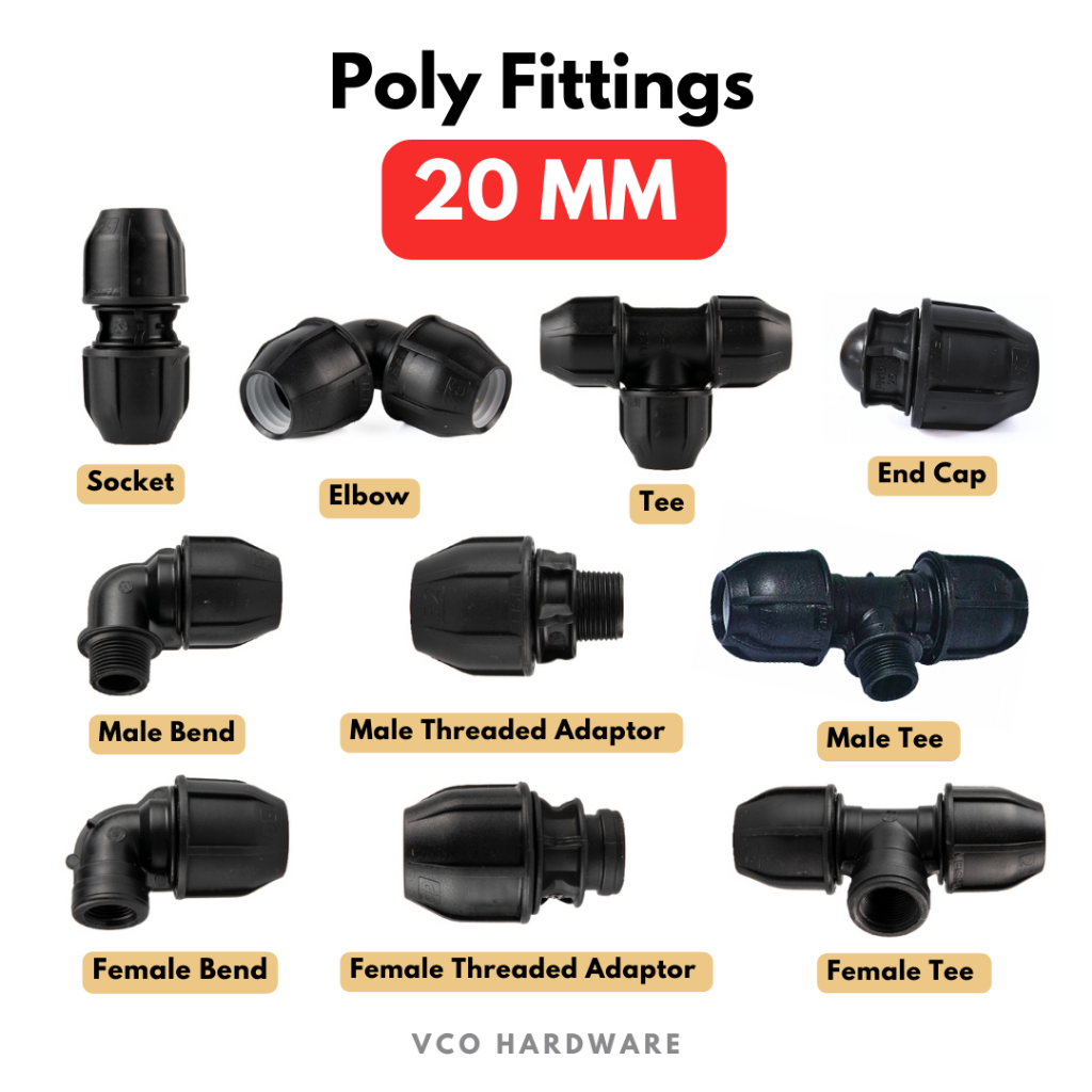 [20MM] Poly Pipe Fitting SIRIM / Pemyambung Pipe Hitam / HDPE Pipe Connector / Elbow Tee Socket ...