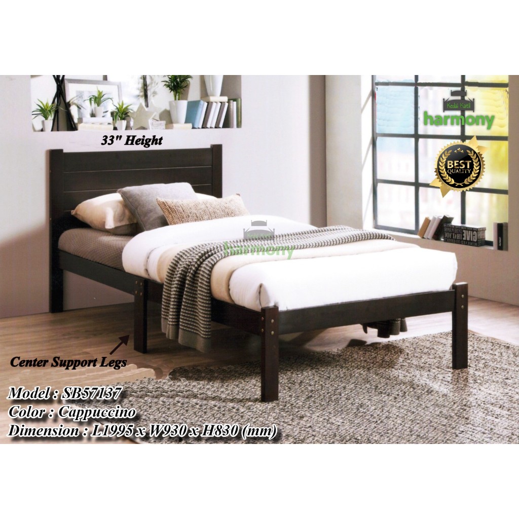 Harmony Popular Wooden Single Bed Frame / Solid Wood Single Bed / Katil ...