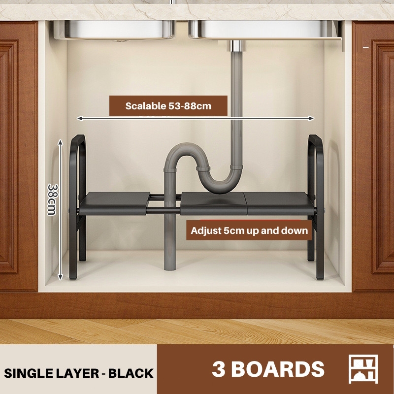 UPGRADED VERSION 1L & 2L Extendable Stainless Steel Under Sink Rack ...