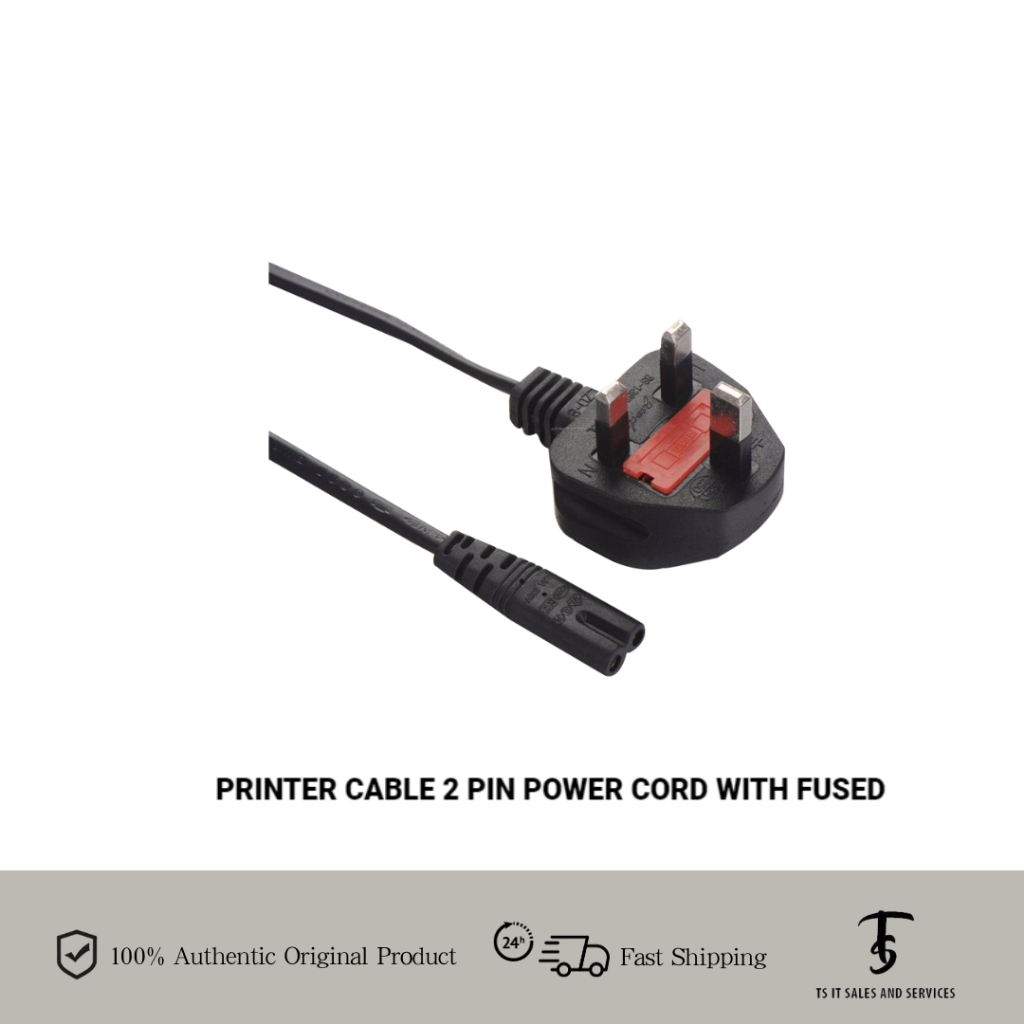 2 PIN AC Cord Cable AC Wayar Cable Figure 8 for Printer, Laptop Power ...