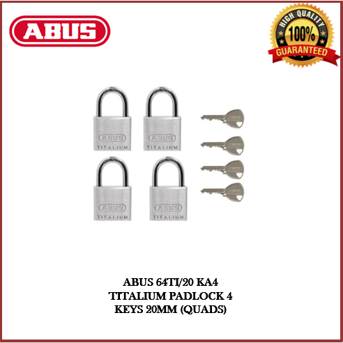 ABUS 64TI/20 KA4 TITALIUM PADLOCK 4 KEYS 20MM (QUADS) | Shopee Malaysia
