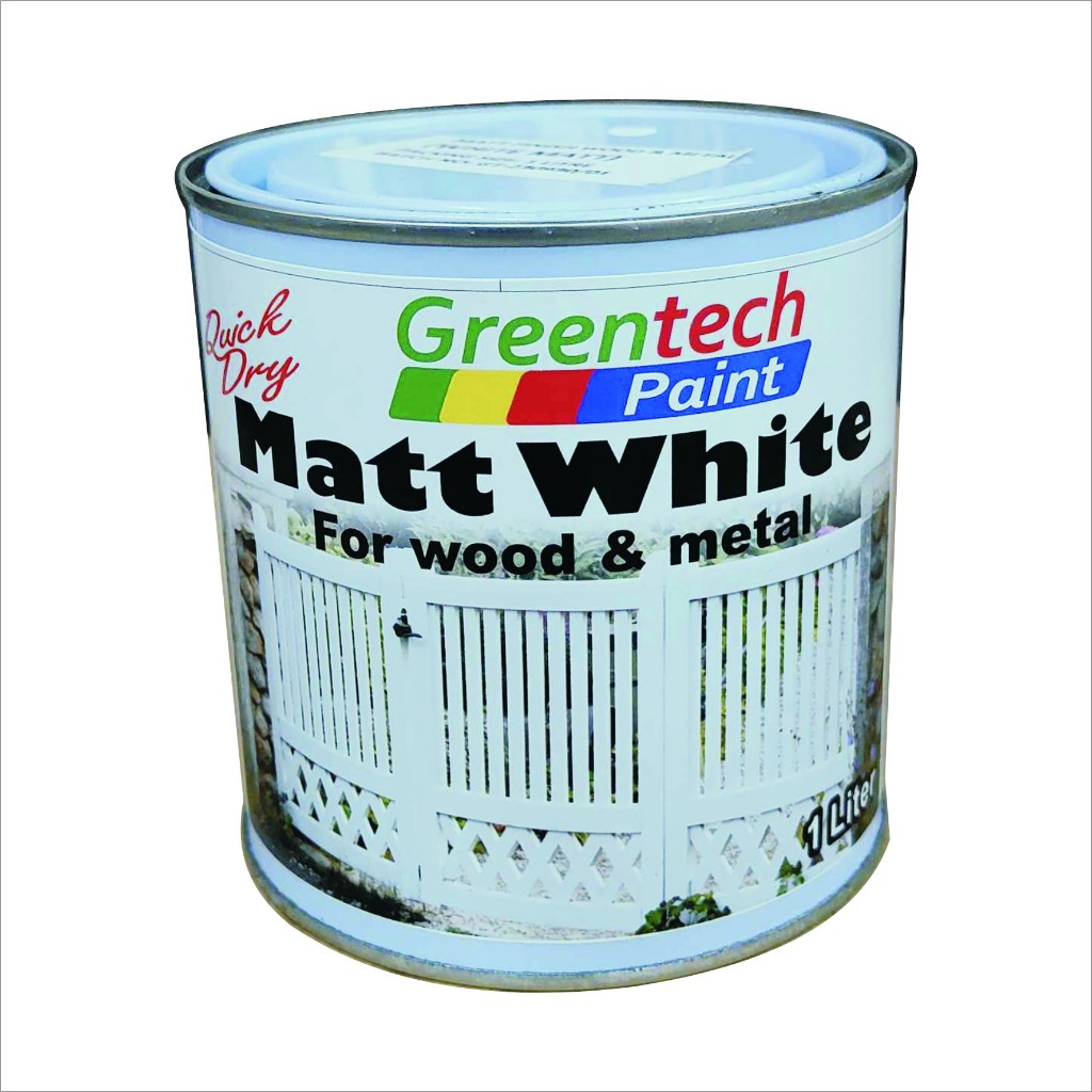 1L ( MATT WHITE ) GREENTECH Brand Metal Paint Matt white Cat Besi Putih ...