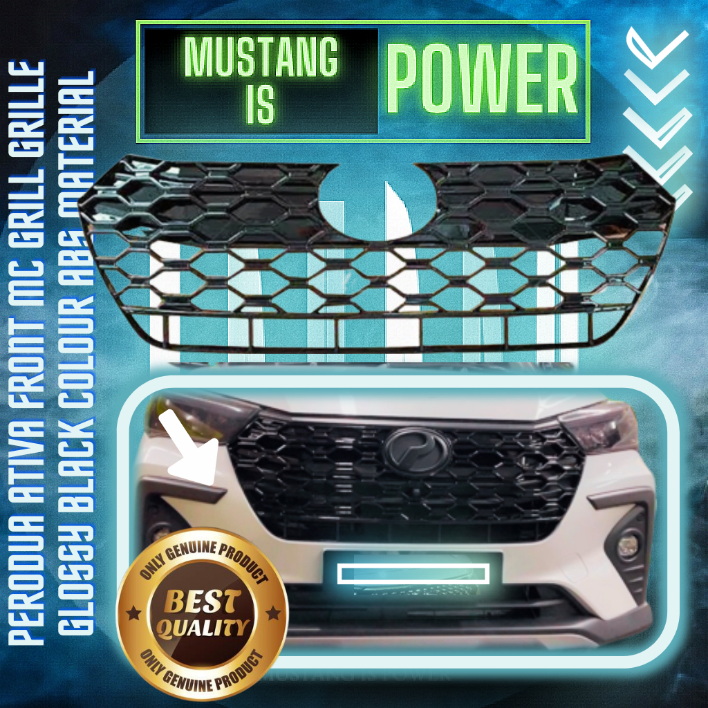 PERODUA ATIVA FRONT MC GRILL GRILLE GLOSSY BLACK COLOUR ABS MATERIAL ...
