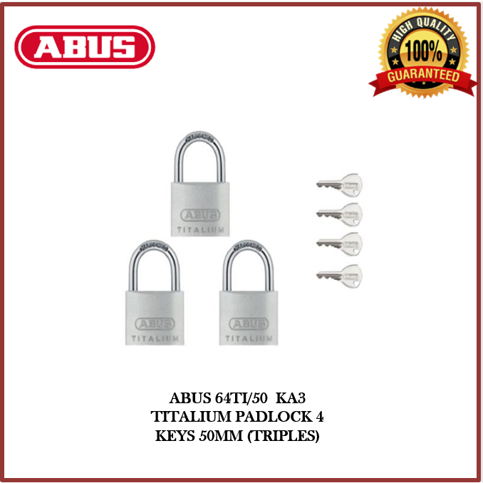 ABUS 64TI/50 KA3 TITALIUM PADLOCK 4 KEYS 50MM (TRIPLES) | Shopee Malaysia