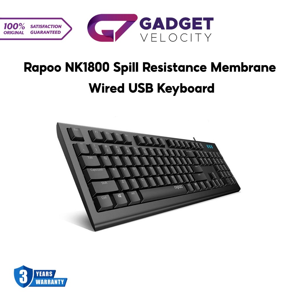 Rapoo NK1800 Spill Resistant Membrane Wired USB Keyboard | Shopee Malaysia