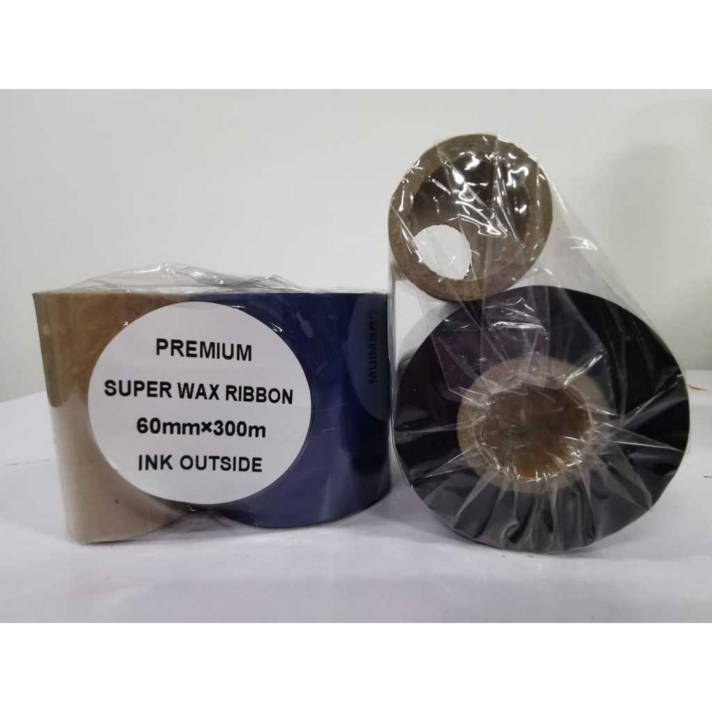 60mm x 300m Barcode Ribbon Thermal Transfer Ribbon Wax Resin WAX RIBBON ...