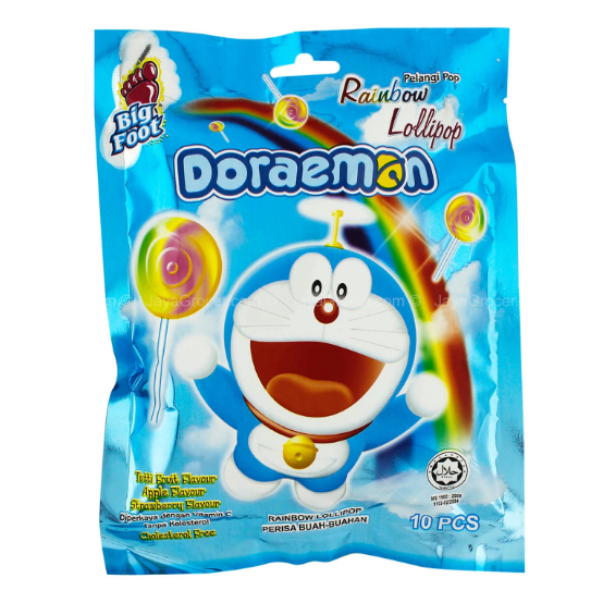 100g Big Foot Doraemon Rainbow Lollipop Assorted Fruit Flavour Pelangi Pop Perisa Buah Buahan ...