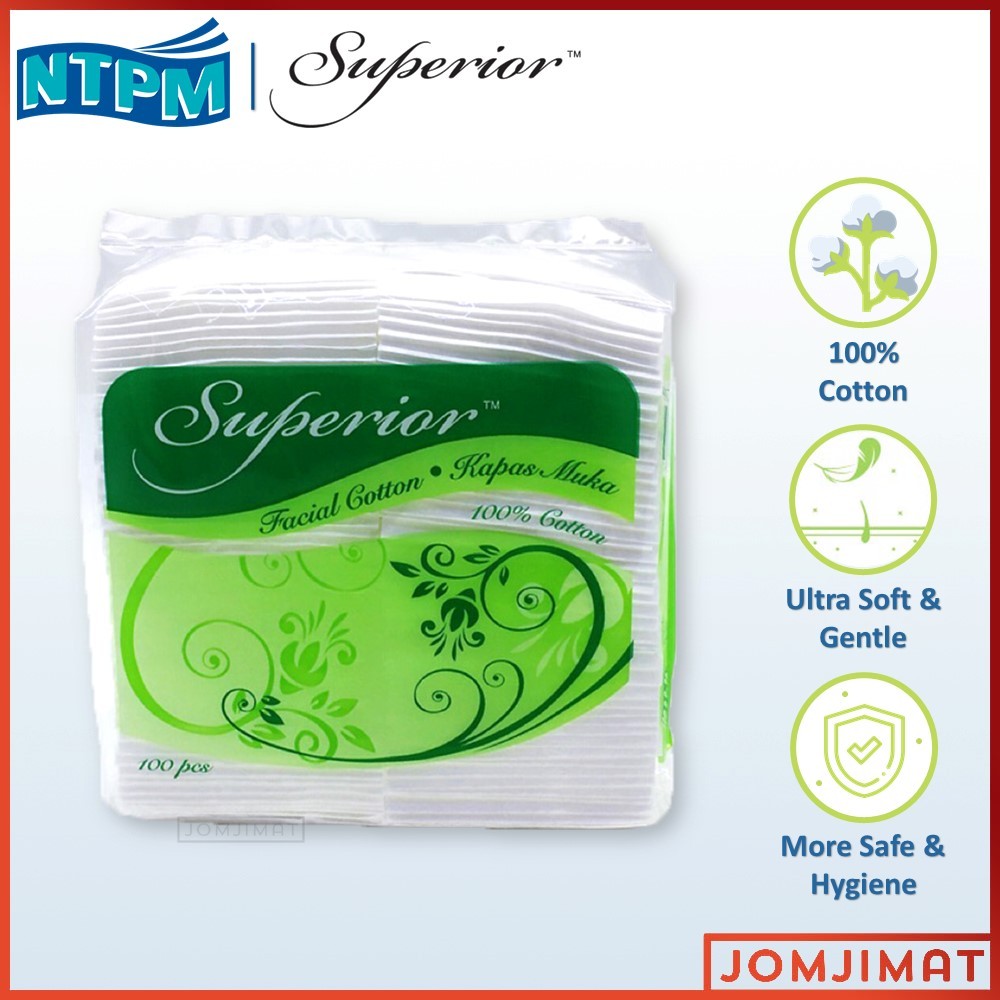 NTPM Superior 100% Cotton Facial Cotton 100pcs / Kapas Muka Terbal ...