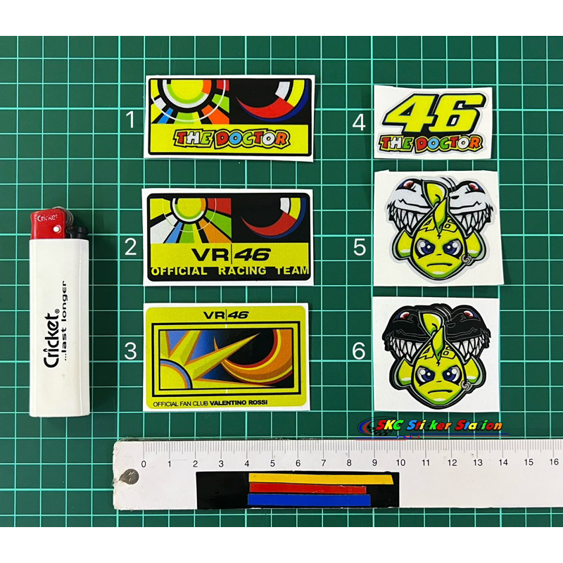 46 The Doctor / VR46 / Rossi The Doctor Designs Sticker Kecil ...