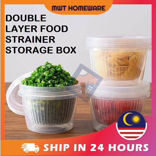 MWT Double Layer Mini Vegetables Food Strainer Storage Box Drainer Box ...