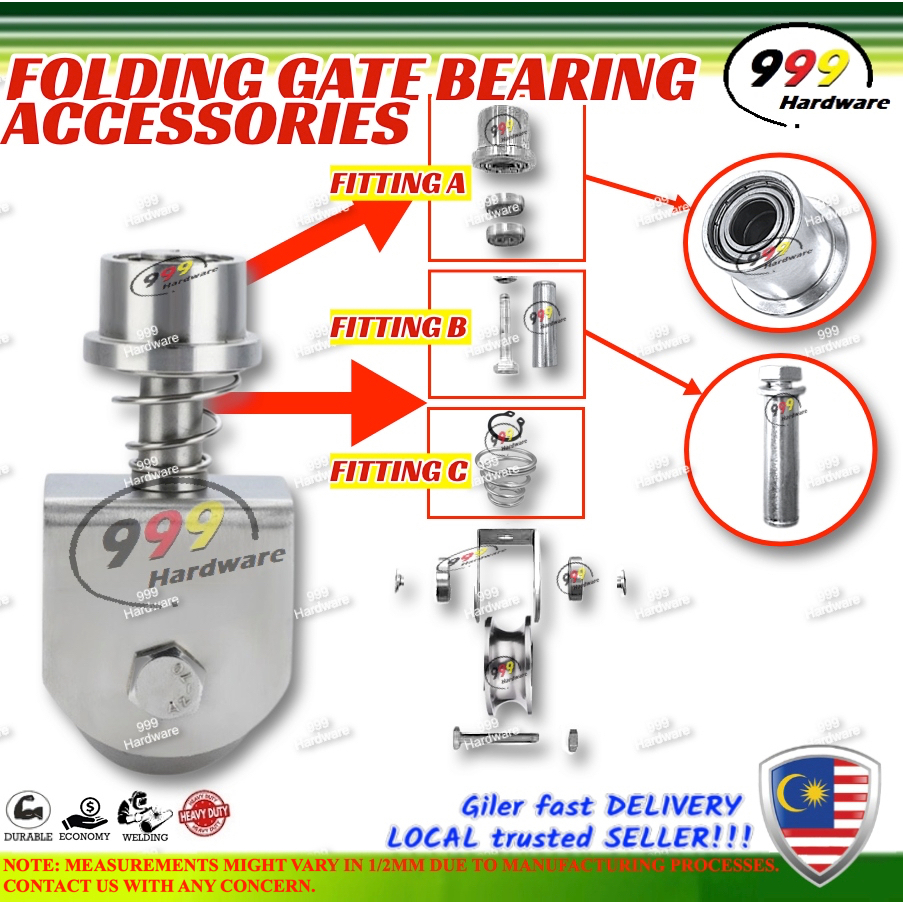999 FOLDING GATE BEARING FITTINGS / GATE ROLLER TOP, ROLLER SUB, SPRING ...
