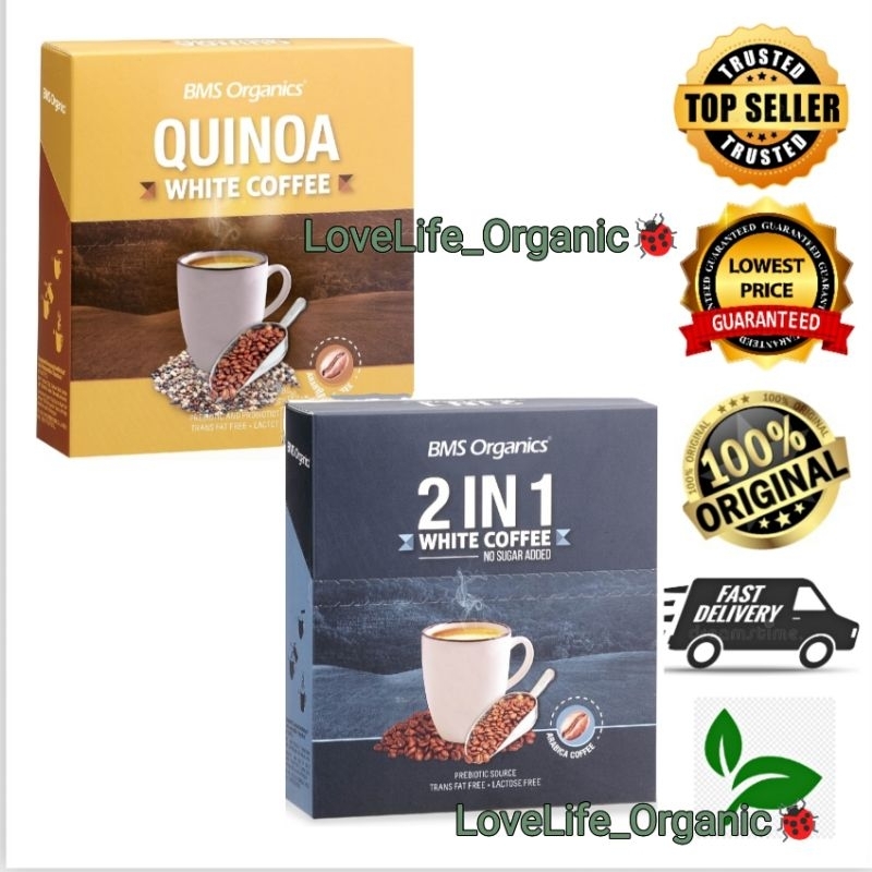 BMS ORGANICS 2 IN 1 WHITE COFFEE/ Quinoa White Coffee 30G X 10'S EXP:3/ ...