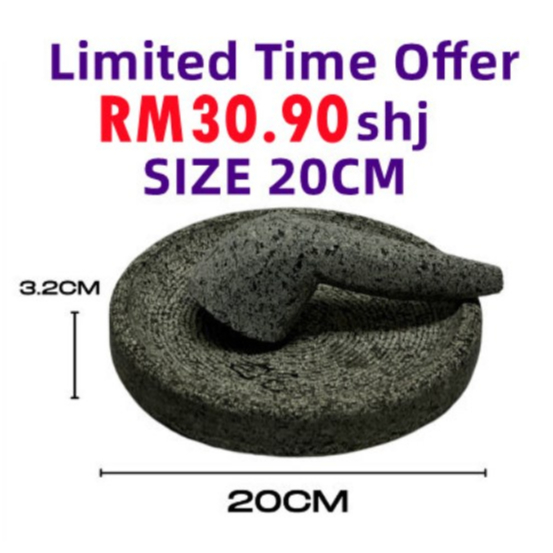 (Original Stone) Cobek Batu & Ulekan Sambal /Lesung Gesek / Lesung Batu ...
