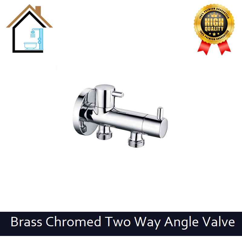 Fully Brass Chromed Two Way Angle Valve Two Way Wall Bib Tap | Shopee ...