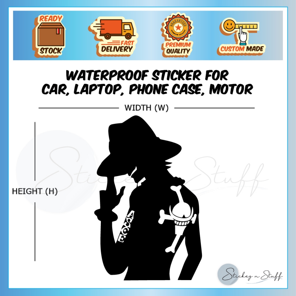 One Piece Fire Fist Ace Pose Shoulder Car Sticker Kereta Stiker ...