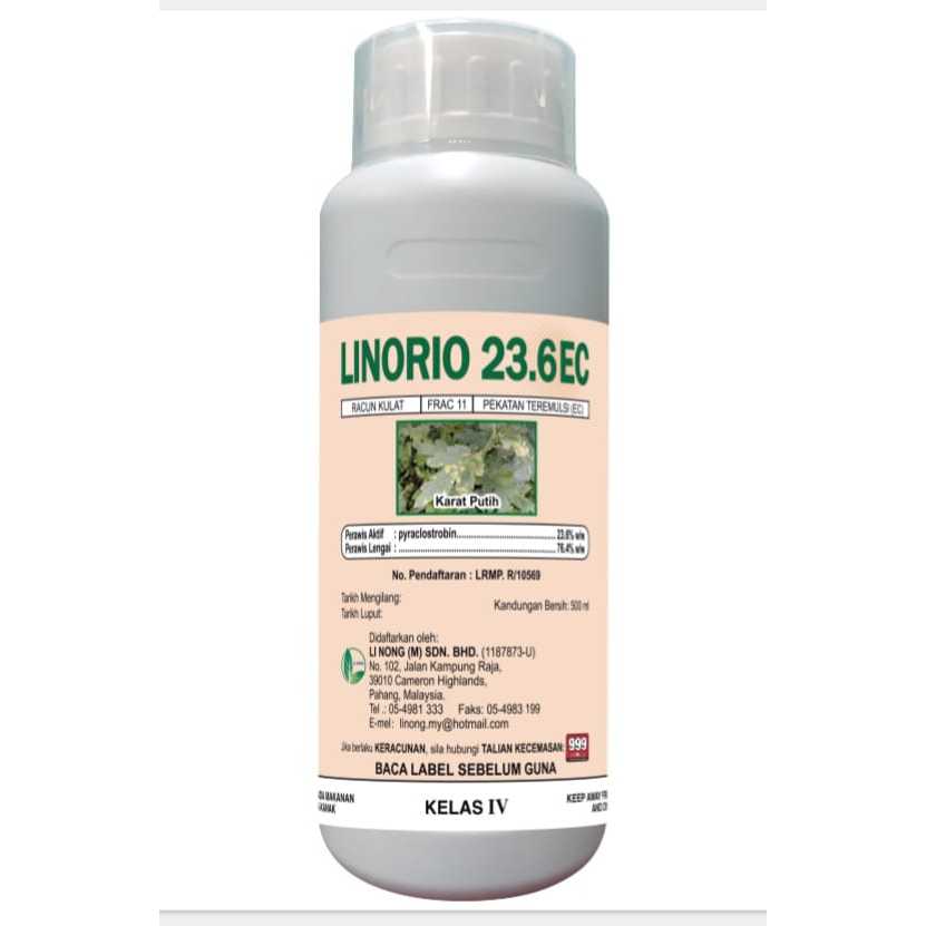LINORIO 23.6EC (Pyraclostrobin 23.6%) Kulat Karat Putih (500ml ...