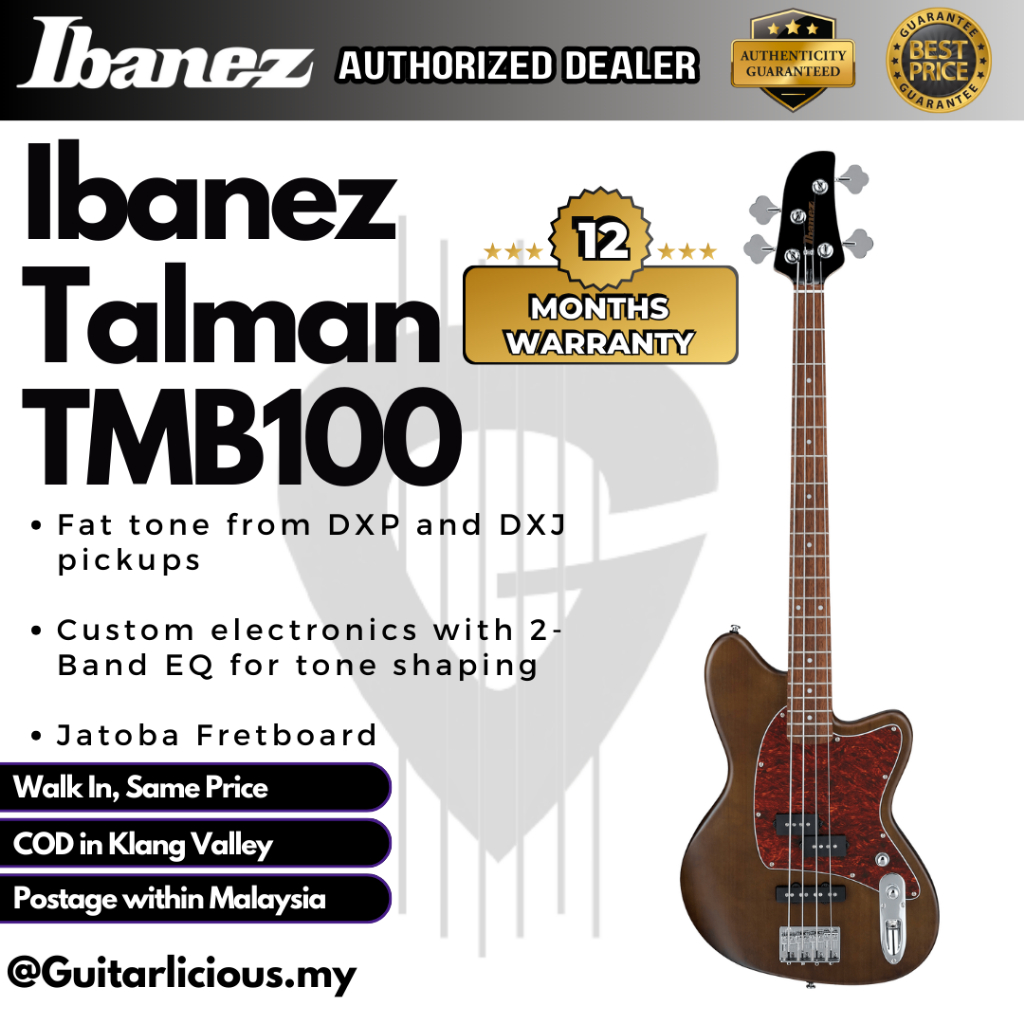 Ibanez TMB100 Talman Electric Bass Guitar (4 String), Walnut Flat ...