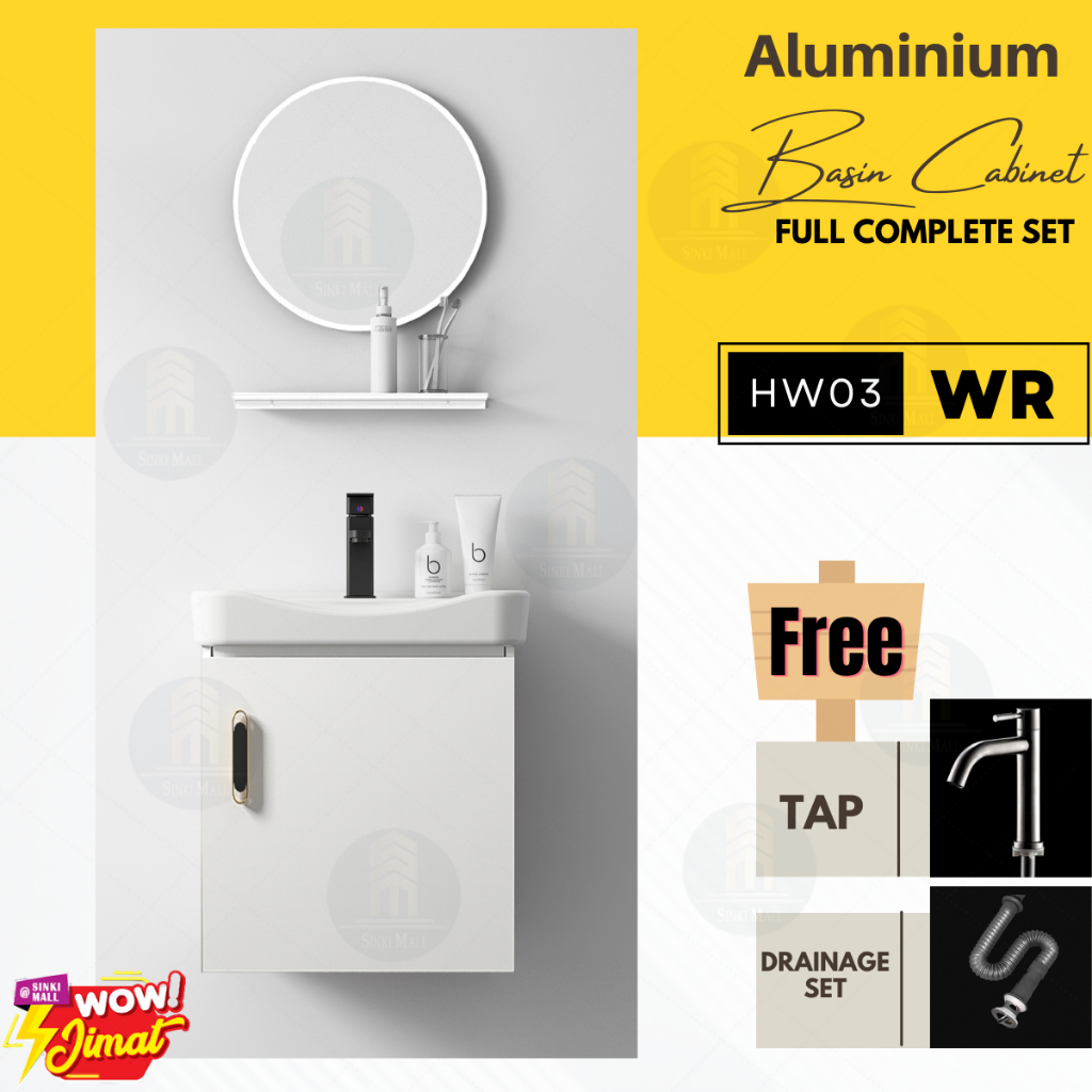 💖NEW 💖40cm High Aluminum Bathroom Cabinet Basin Set Ceramic Sink with ...