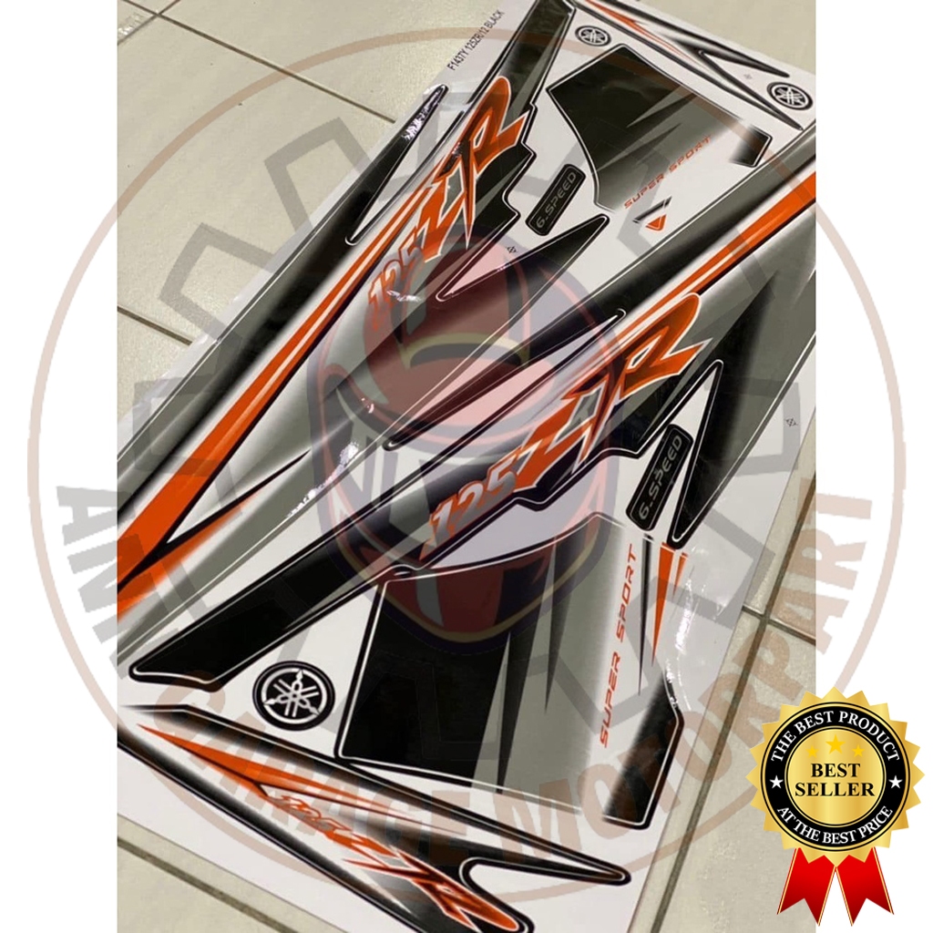 STICKER BODY SET COVERSET 125ZR MORITAKA DAN HLY HITAM OREN YAMAHA ...