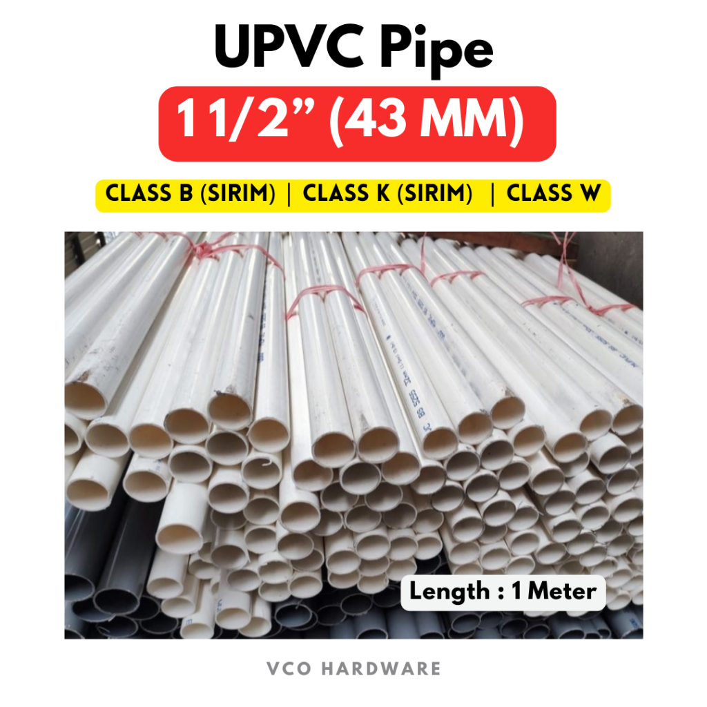 [ 1 1/2" x 1 Meter ] 43 MM UPVC Pipe/ White Pipe/ Kitchen Basin / Paip ...