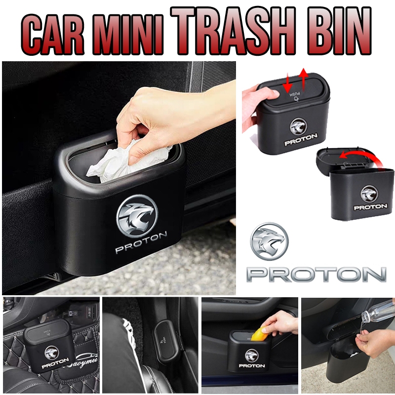 PROTON Mini Trash Bin Waterproof Car Storage Dustbin Organizer Garbage ...