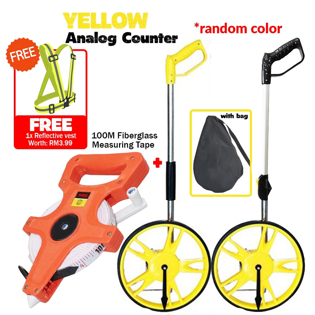 Folding Distance Measuring Wheel Analog Counter Adjustable Measure Tool ...