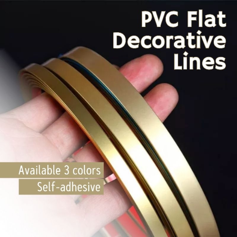 5 Meter Matte Color Plastic Lines Flat Decorative Lines Sticker Silver ...