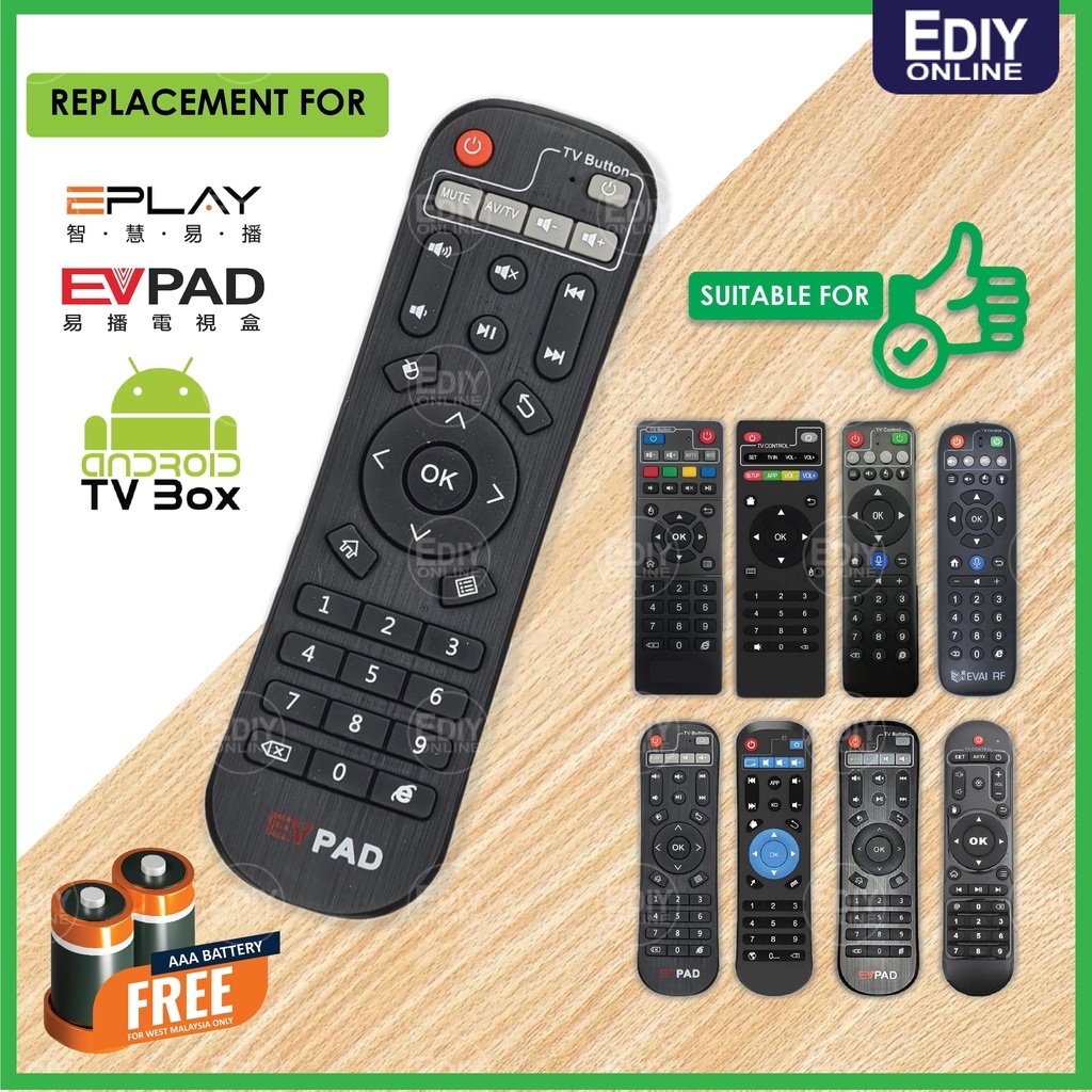 【FREE BATTERY AAA X2 】Remote Control For EVPAD EPLAY Pro 2S 2T 3Plus ...