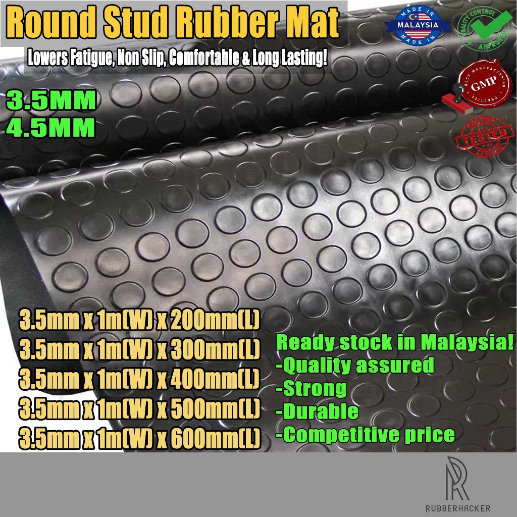 Round Stud Rubber mat 3.5mm Thick x 1m Width Various Sizes Length ...