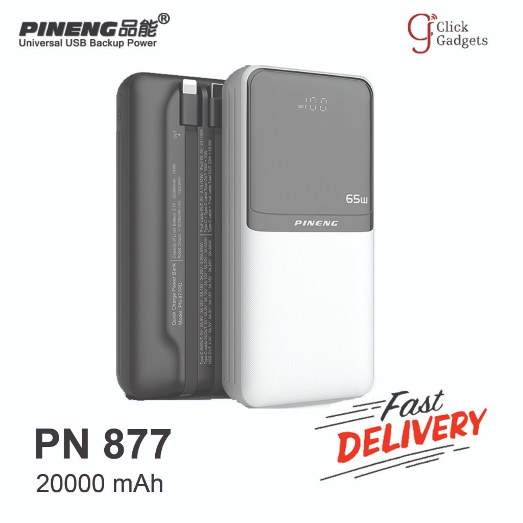 Pineng PN877 PD (20000mAh) 65w also for Charging Laptop,2 input,1 ...