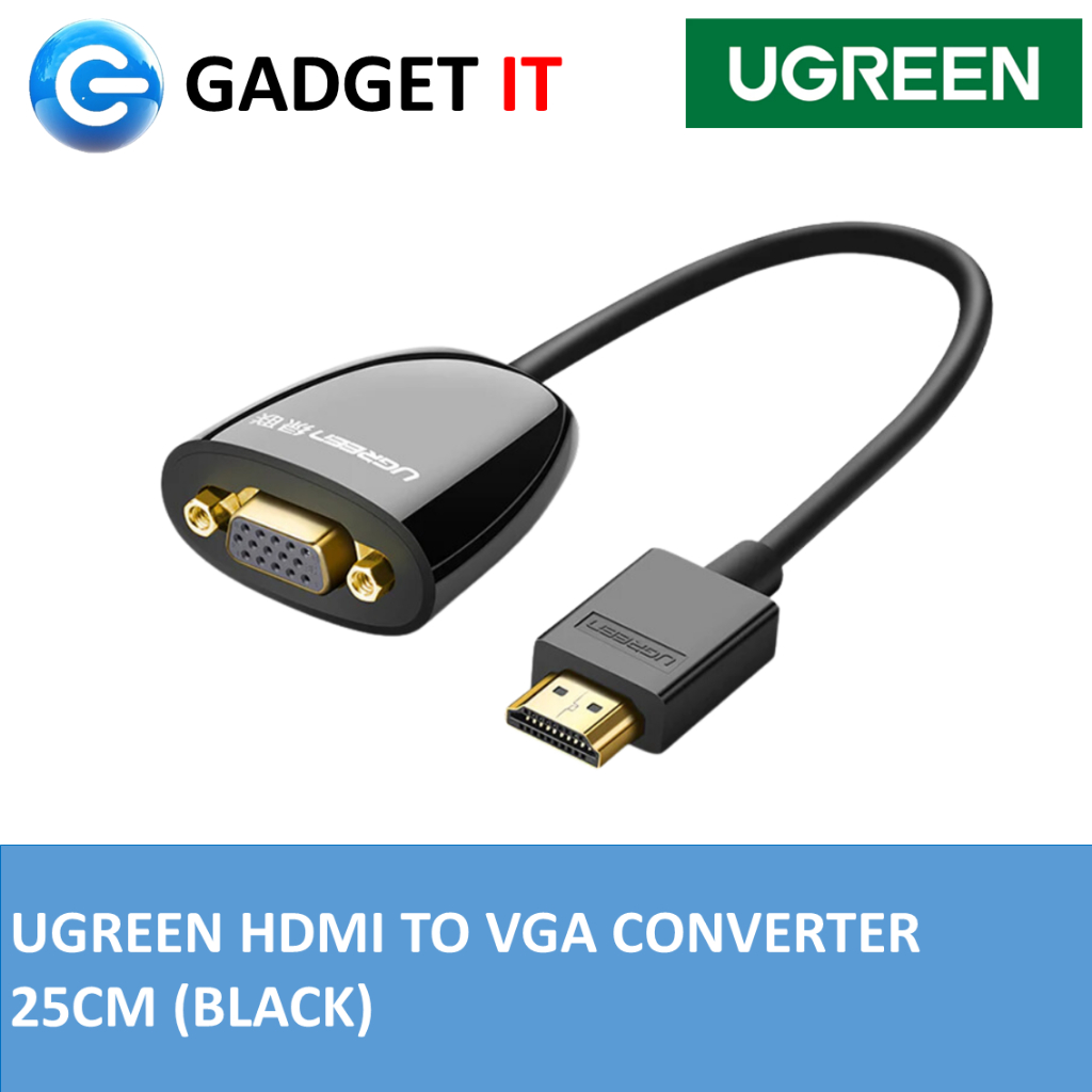UGREEN HDMI TO VGA CONVERTER 25CM (BLACK) (ADP-UG-MM103-40248) | Shopee Malaysia