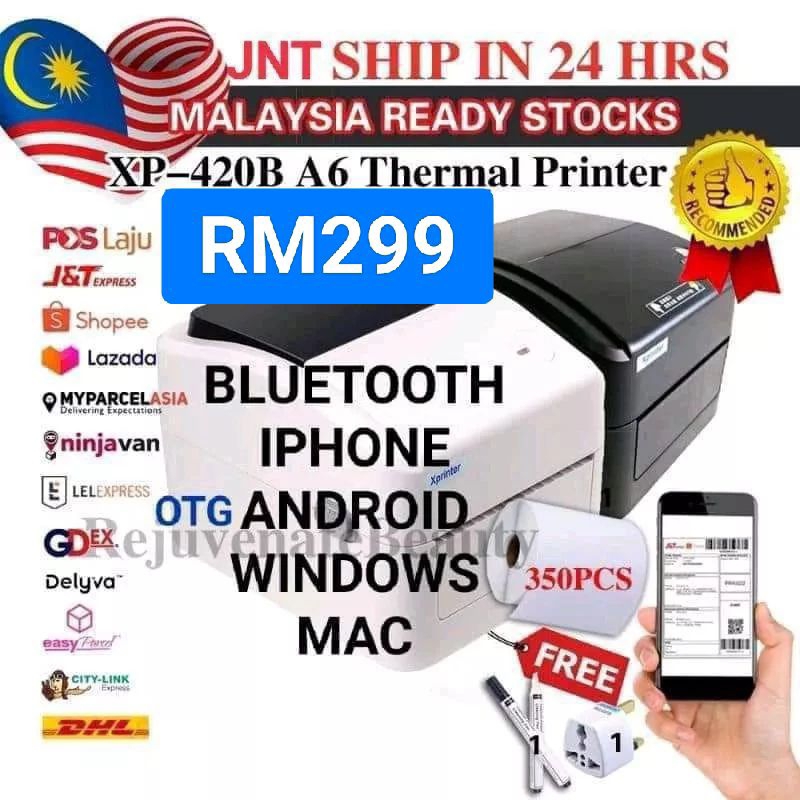 Iphone & Android bluetooth Shopee Easy Parcel A6 waybill Thermal ...