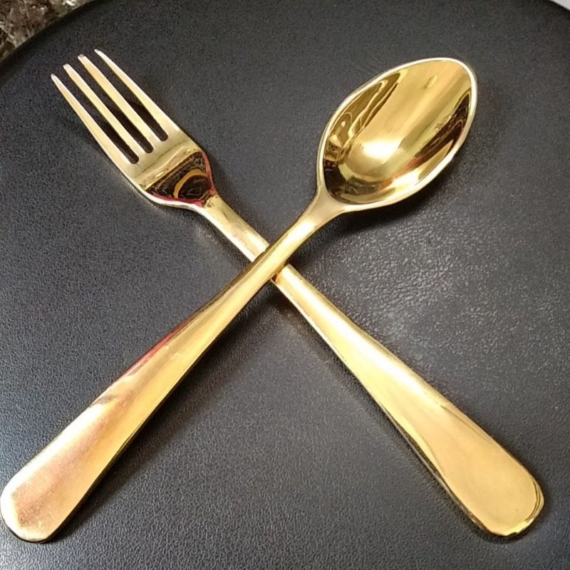 Sudu dan garfu tembaga buatan tangan handmade brass spoon and fork ...