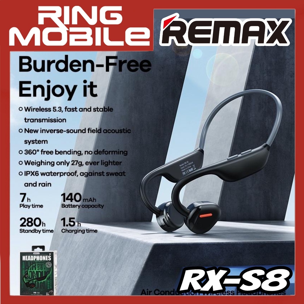 REMAX RB-S8 Wireless Bluetooth V5.3 Sports Headphone Headset / Air Conduction HiFi Sound Audio ...